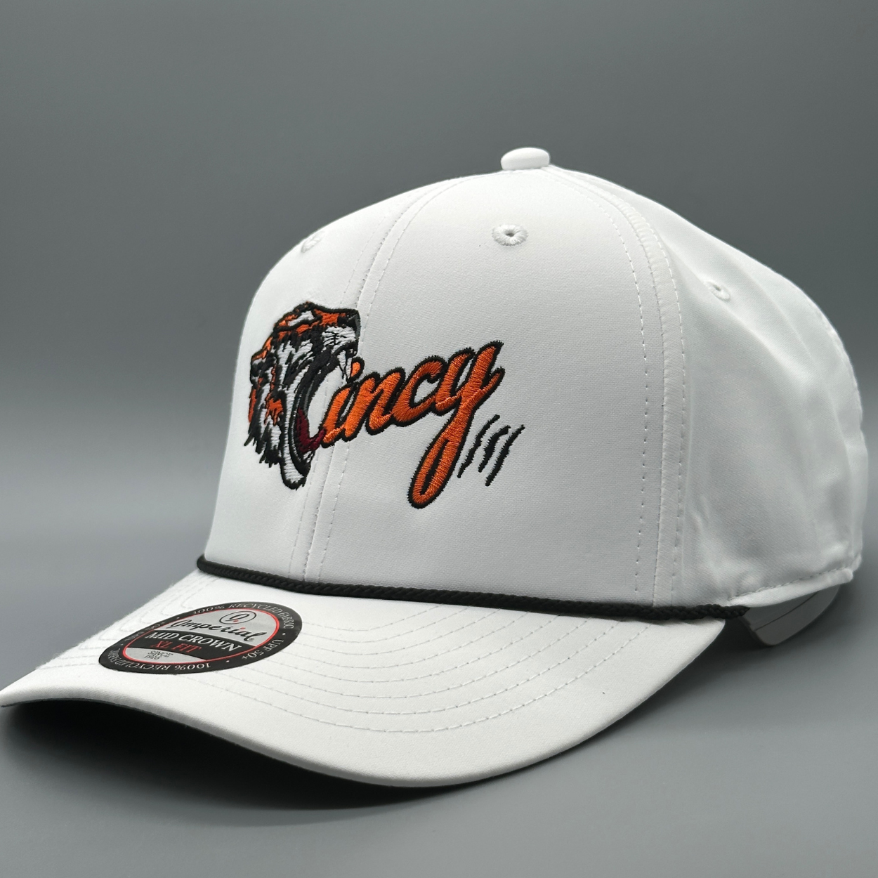 XL FIT - Roaring Tiger Cincy - Mid-Crown Rope Hat - White – The Cincy Hat