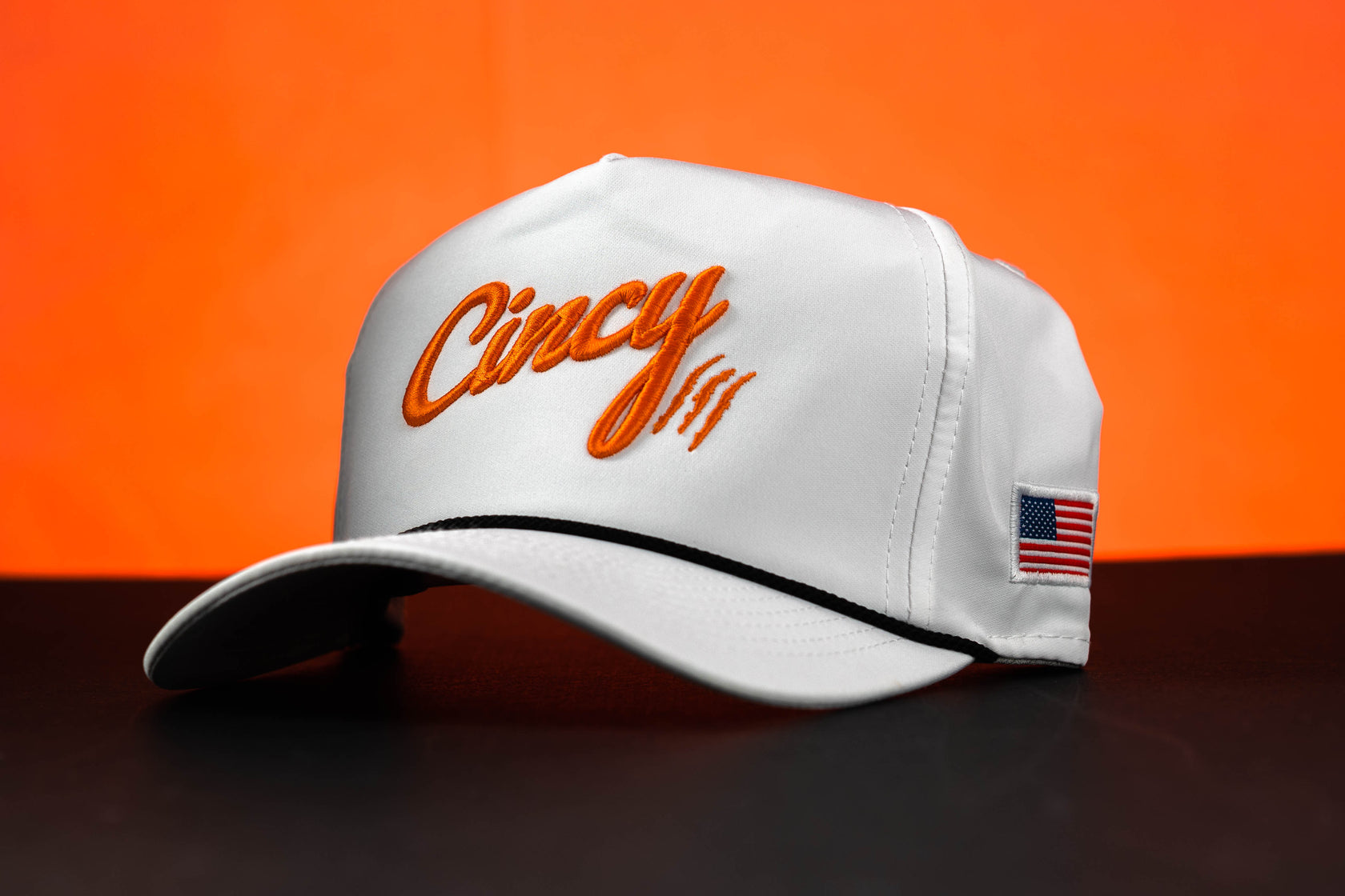 The Cincy Hat - White (Orange Logo)