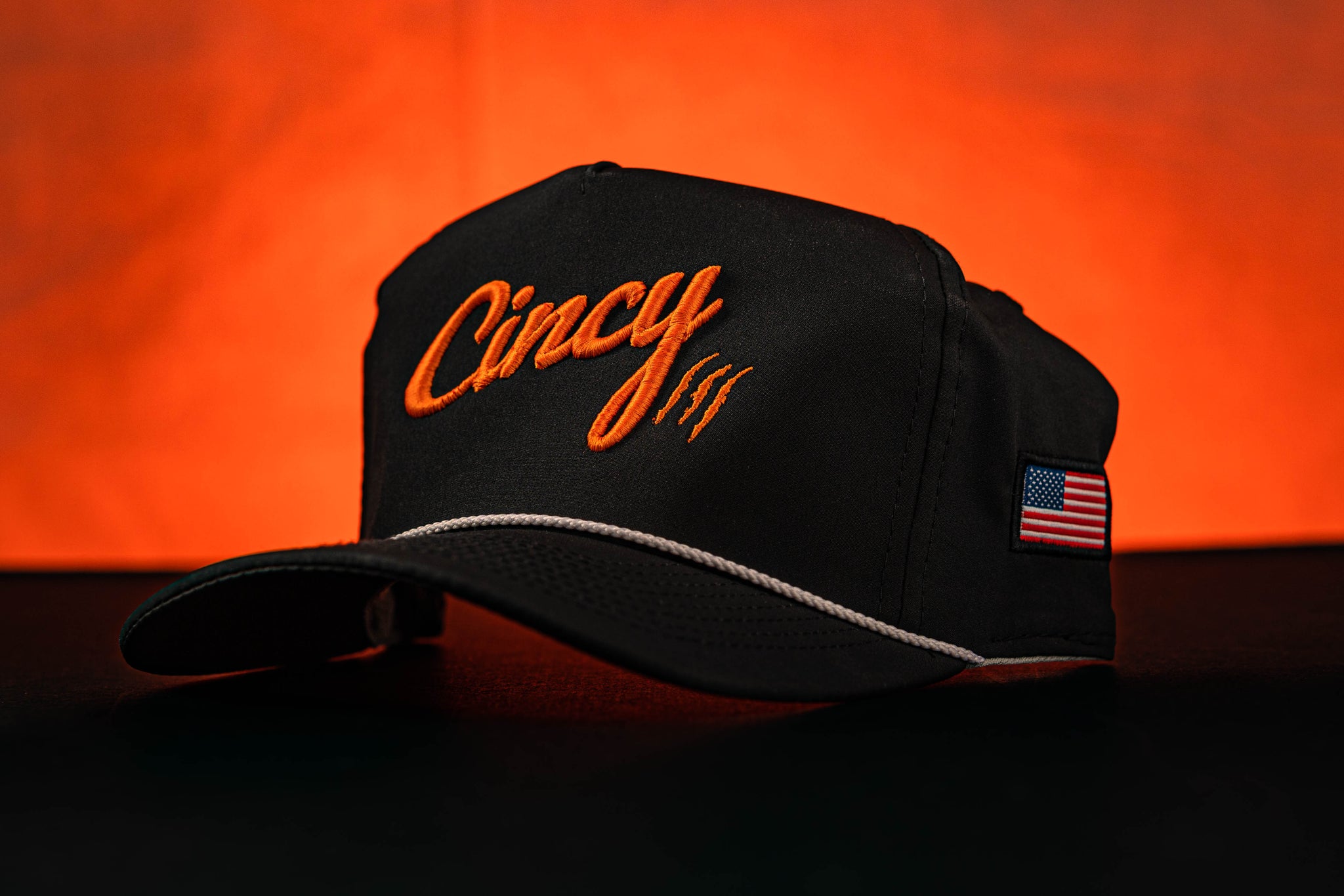 Rope Hat - Black with Orange Logo – The Cincy Hat